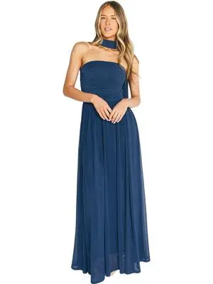 XH TEXTILES Elias Strapless Maxi Dress - Deep Blue