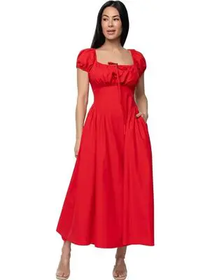 IN FEBRUARY Havana Midi Dress - Red