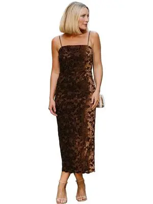 FLYING TOMATO Kensington Lace Midi Dress - Espresso