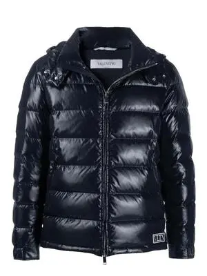 Valentino Garavani Logo Patch Hooded Down Jacket - Black