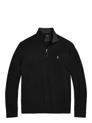 Polo Ralph Lauren Plain Jersey Semi-zipper Sweater Black