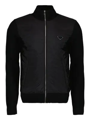 Prada Long Sleeve Zip Up Jacket With High Neck - Black