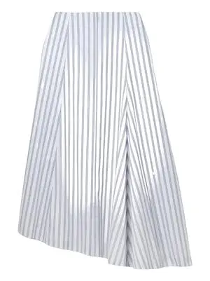 Partow Ivy Asymmetric Striped Cotton-twill Midi Skirt - White