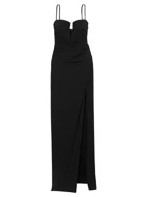 Brandon Maxwell Ruched Jersey Gown With Plunge Neckline And Slit - No