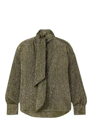 PETAR PETROV Treasure Pussy-bow Silk-blend Lamé Shirt - No