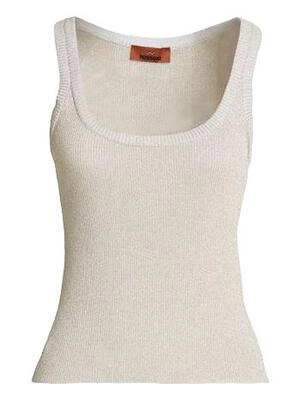 Missoni Lilac Viscose Tank Top With Metallic Fiber - Beige