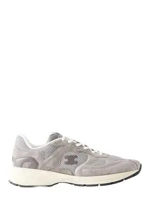 Celine Leather-trimmed Suede And Mesh Sneakers - Gray