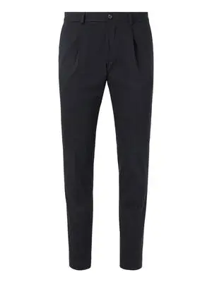 SLOWEAR Tapered Pleated Cotton-Blend Gabardine Suit Trousers