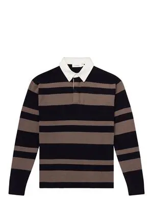 FRAME Striped Wool And Cashmere-blend Polo Shirt - Black