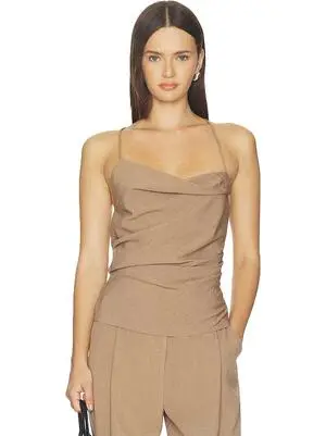 THE SEI Asymmetrical Cowl Neck Top - Sand