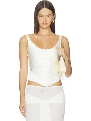 ANNA OCTOBER Anna October Florance Milky Corset With Draped Bust In Ivory.