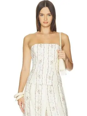 Agua Bendita Abelia Navegante Cropped Top In Ivory - Multicolor