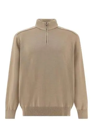 Paul & Shark Half-zip Sweater In Cool Touch Wool With Typhoon® Stretch Details - Sand
