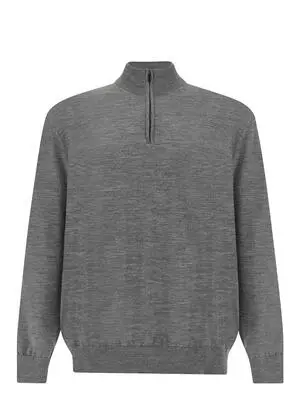 Paul & Shark 140's Superfine Merino Wool Half-zip Sweater - Grey