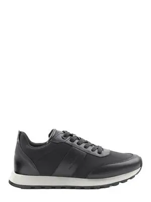 Paul & Shark Suede And Leather Lace-up Sneakers - Black
