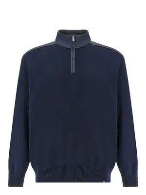 Paul & Shark Soft Cool Touch Wool Half-zip Sweater With Typhoon® Re-4x4 Stretch Details - Blue