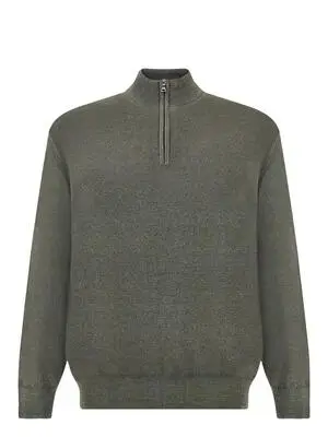 Paul & Shark Garment-dyed Half-zip Wool Sweater - Army Green