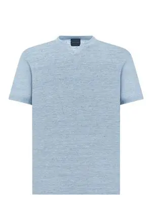 Paul & Shark Pure Linen Jersey Open Collar T-shirt - Allure
