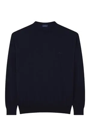 Paul & Shark Crewneck Sweater With Shark Fin Embroidery - Blue