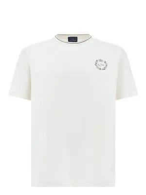 Paul & Shark Aqua Touch Cotton T-shirt With Heraldic Embroidery - Blanc De Blanc