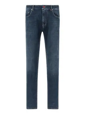 Paul & Shark Red Rivet Jeans In Giza Cotton - Medium Blue Jeans