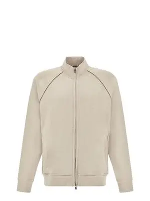 Paul & Shark X‑soft Zip‑up Sweatshirt In Cotton - Beige