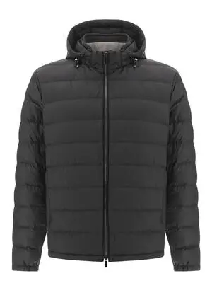 Paul & Shark Technical Ultralight Down Jacket With Alcantara® Details - Black