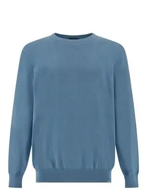 Paul & Shark Garment Dyed Pima Cotton Crewneck Sweater Blue Bonnet