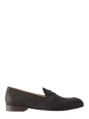 Brioni Nubuck Penny Loafers - Brown