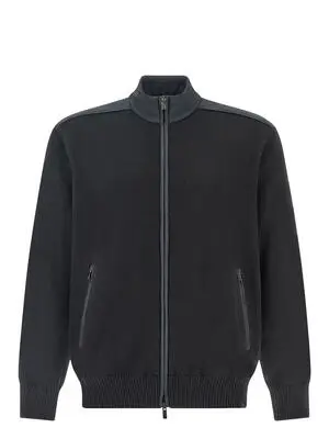 Paul & Shark Zip-up Wool Sweater With Typhoon® Re-4x4 Stretch Accents - Black