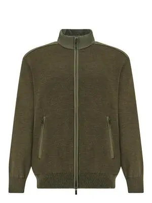 Paul & Shark Soft Cool Touch Wool Zip-up Sweater - Moss Green