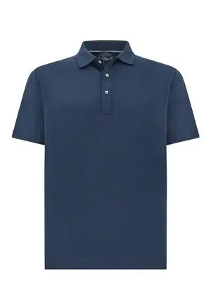 Paul & Shark Double Mercerised Cotton Jersey Polo Shirt With Shark Fin Embroidery - Blue