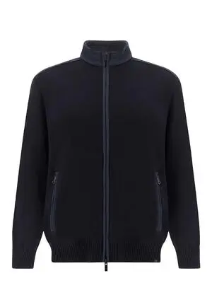 Paul & Shark Zip-up Sweater In Soft Cool Touch Wool With Typhoon® Re-4x4 Stretch Details - Blue
