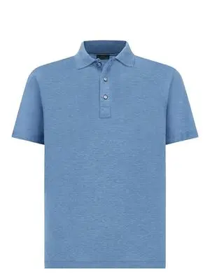 Paul & Shark Double Mercerised Cotton Jersey Polo Shirt With Shark Fin Embroidery - Blue Bonnet