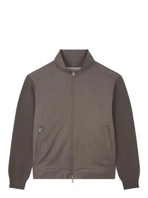 Paul & Shark Merino Wool Hybrid Zip-up Cardigan - Sequoia