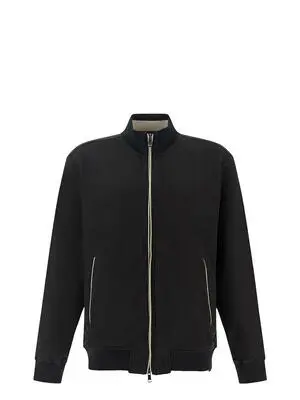 Paul & Shark Zip‑up Sweatshirt In Active Fleece Cotton - Black