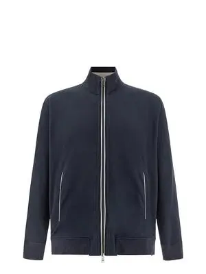 Paul & Shark Zip‑up Sweatshirt In Active Fleece Cotton - Dama Blue