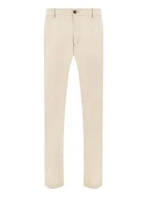 Paul & Shark Wide-leg Trousers In Stretch Cotton With Pleats - Butter