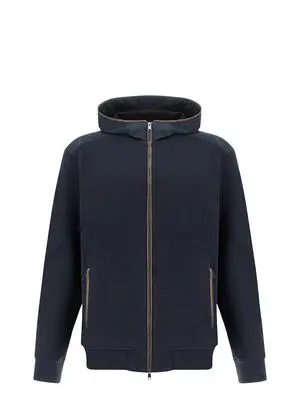 Paul & Shark X‑soft Zip‑up Sweatshirt In Viscose With Alcantara® Details - Blue