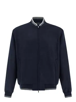 PAUL & SHARK Paul & Shark Pure Cashmere Bomber Jacket With Striped Trims