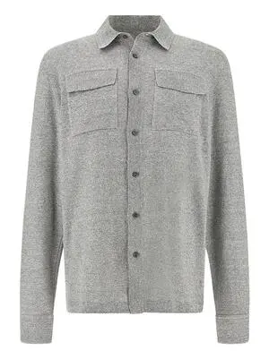 Paul & Shark Overshirt In Linen And Urukai Cotton Light Grey