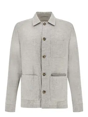 Paul & Shark Chore Overshirt In Linen - Grey