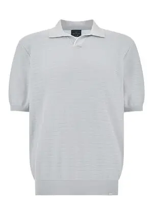 Paul & Shark Open‑collar Polo In Piuma Cotton - Skyride