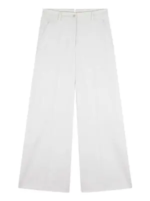 Paul & Shark Wide-leg Trousers In Stretch Wool Twill - Butter