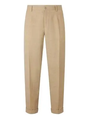 Dolce & Gabbana Tapered Linen Trousers - Neutrals