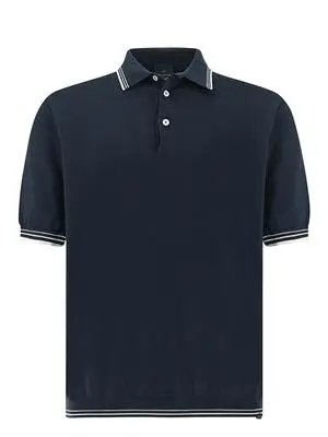 Paul & Shark Polo In Piuma Cotton - Blue