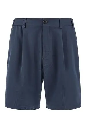 Paul & Shark Seersucker Bermuda Shorts With Front Pleats - Dama Blue