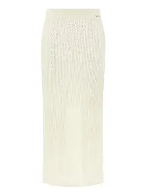 Paul & Shark Paul & Shark Linen Knit Maxi Skirt With Open Stitch Cloud Dancer