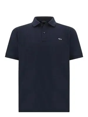 Paul & Shark Double Piqué Cotton Polo Shirt With Shark Embroidery - Blue