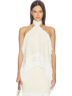YELLOW THE LABEL Yellow The Label Jones Fringe Top In White. Ivory